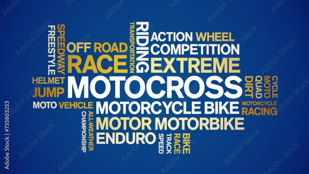Motocross animated word cloud;text design animation tag kinetic ...