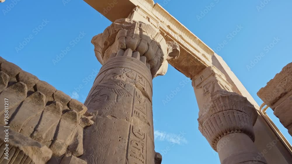 close up shot of the ancient and historical Philae Temples complex in ...