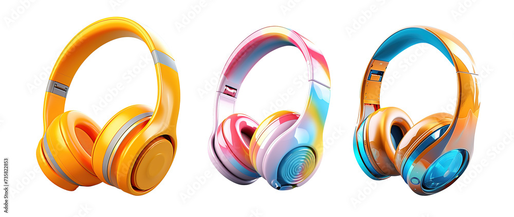 3d Cartoon illustration headphone on transparent png background Stock ...