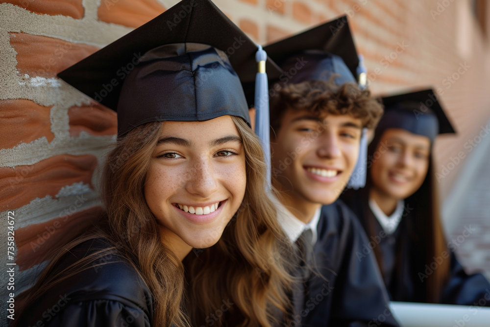 Multicultural Graduates with Diploma Celebrating Together. Young ...