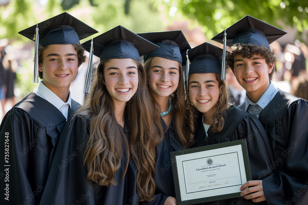 Multicultural Graduates with Diploma Celebrating Together. Young ...