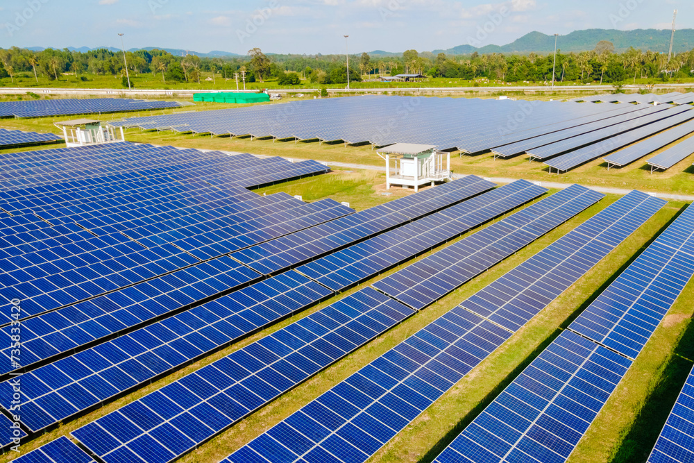 solar panel meadow, solar field, Solar panels system power generators ...