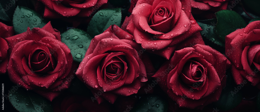 Dramatic photo of red roses in twilight hues, capturing their intense ...