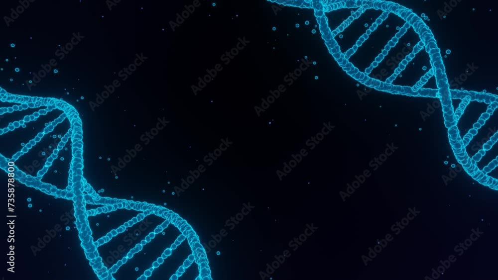 Abstract animated construction of a DNA molecule from particles ...