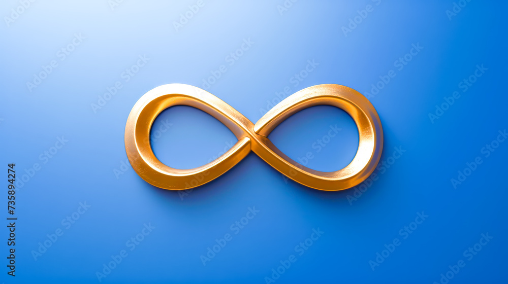Golden infinity symbol sign on glowing blue background. World autism ...
