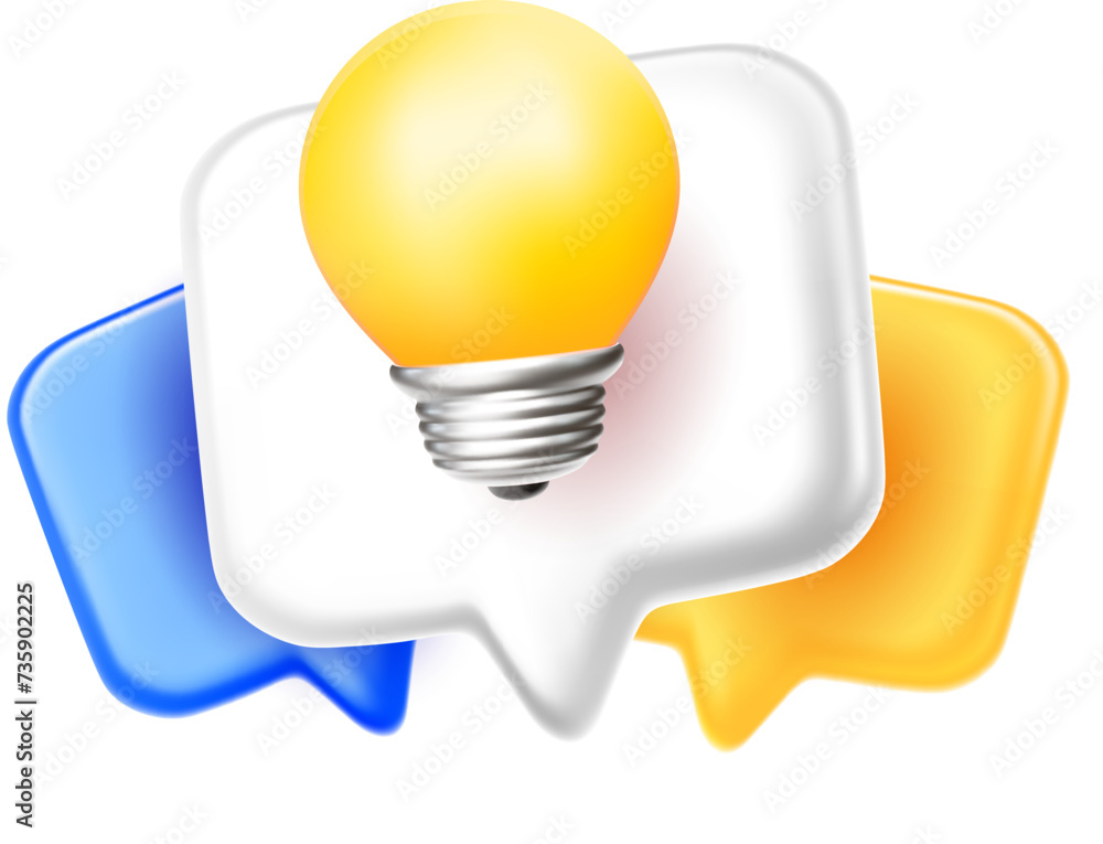 Vector illustration of communication speech bubble with yellow light ...