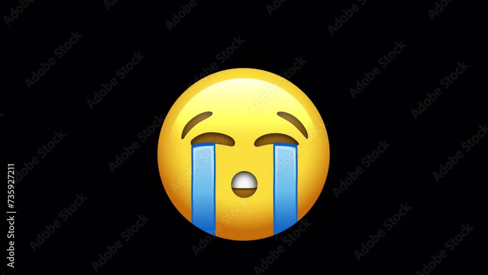 Loudly Crying Face Emoji Animated on a Transparent Background. 4K Loop ...