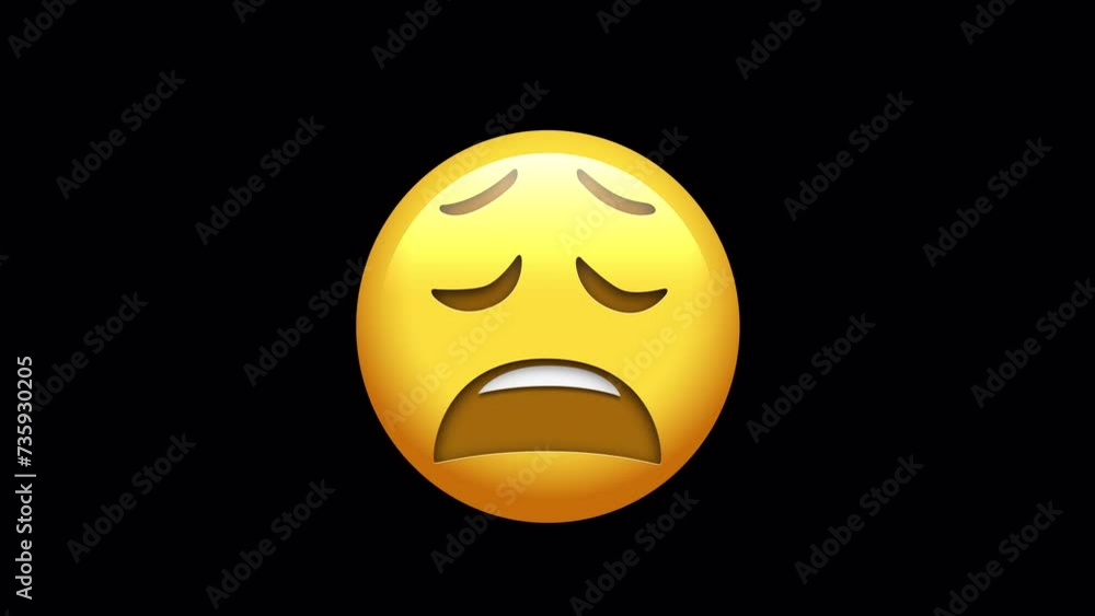 Weary Face Emoji Animated on a Transparent Background. 4K Loop ...