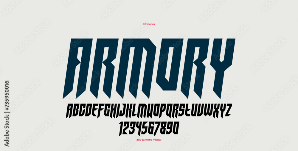 Sharp and bold italic vector display font for logo, gothic or heavy ...