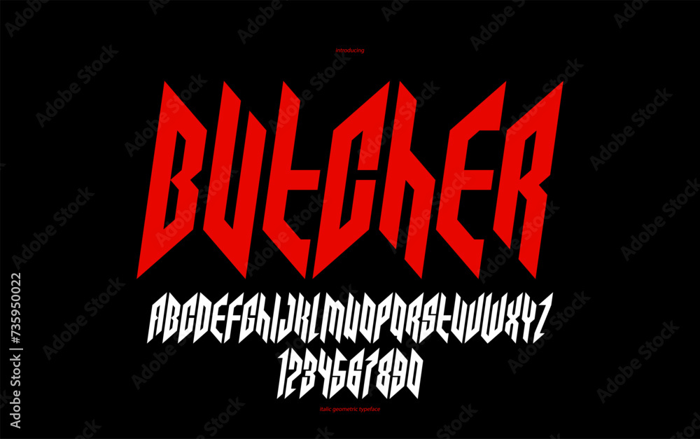 Sharp and bold italic vector display font for logo, gothic or heavy ...