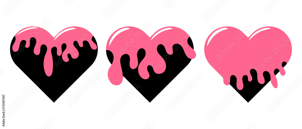 Emo heart icon, Goth love sticker. Vector illustration isolated on ...
