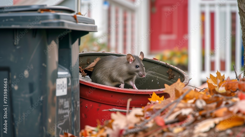 Urban area with rats pest problems in trash bins Generative AI Illustration Stock Illustration ...