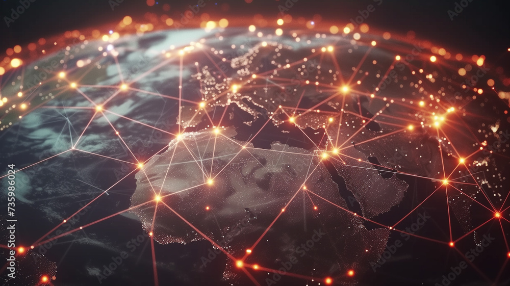 the Internet of Things (IoT), showing a network of interconnected ...