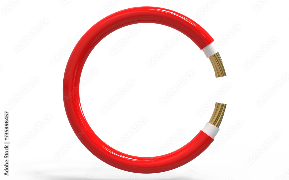 cable 3d. full circle Cable .red cable 3D Rendering Stock Photo | Adobe ...