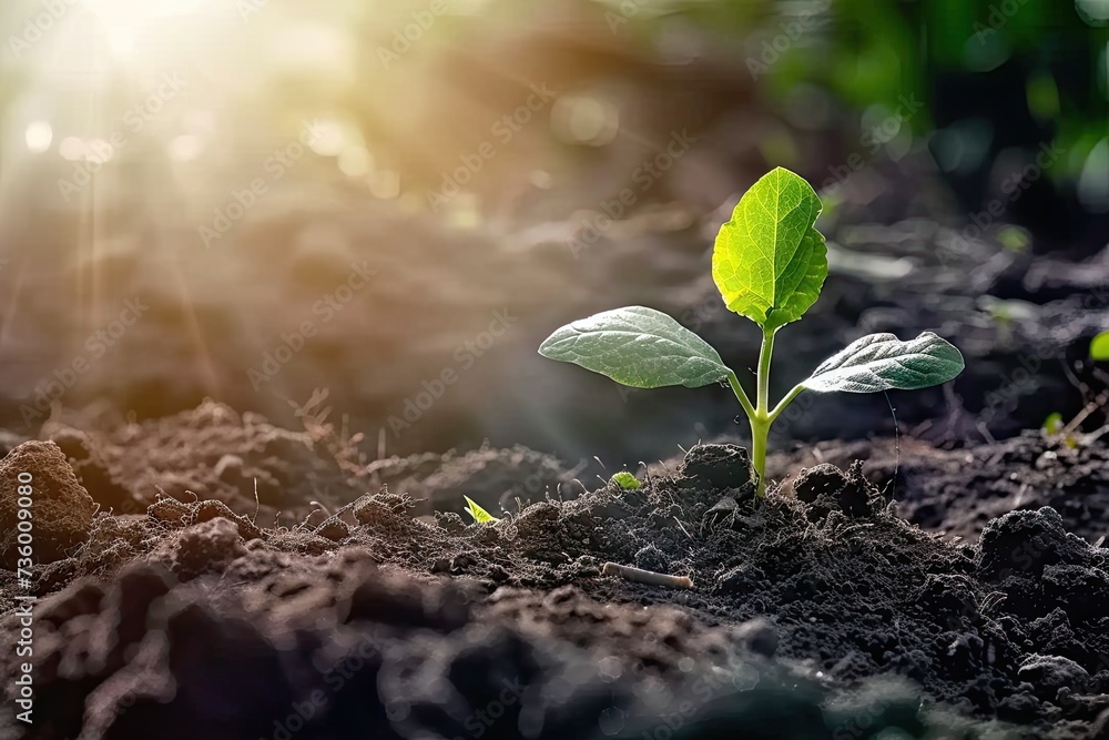 Nurturing embrace of earth young sapling symbolizes miraculous journey ...