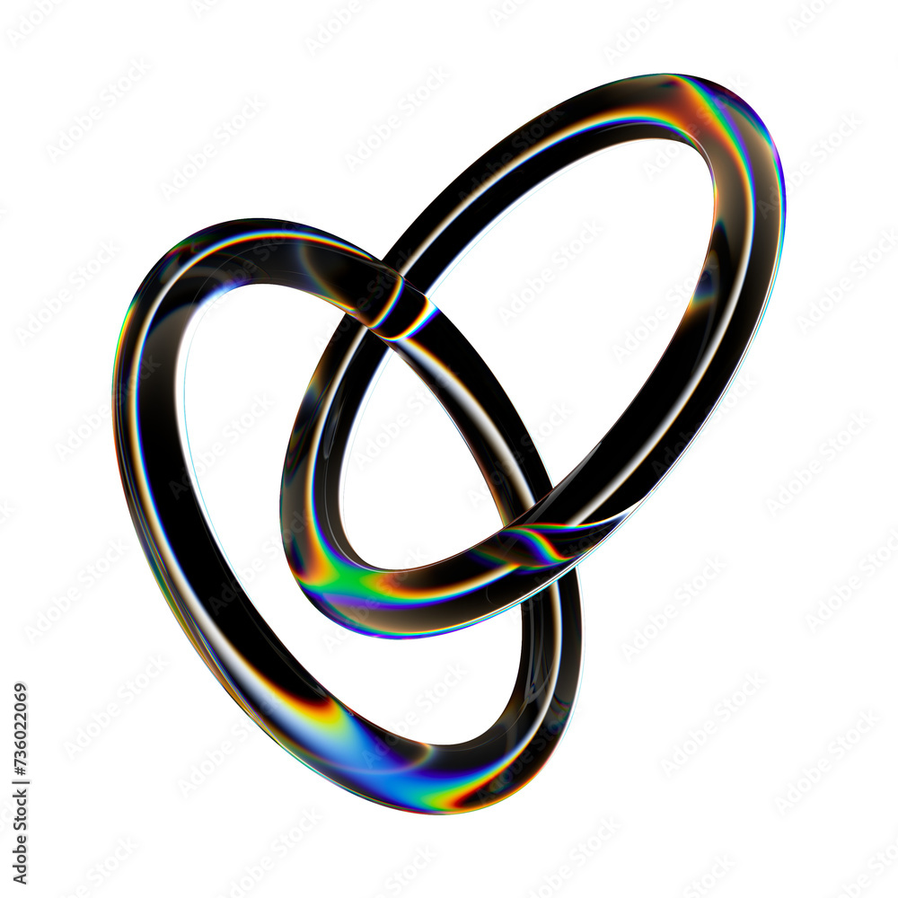 Futuristic glass rings shapes 3D illustration, futuristic modern glass ...