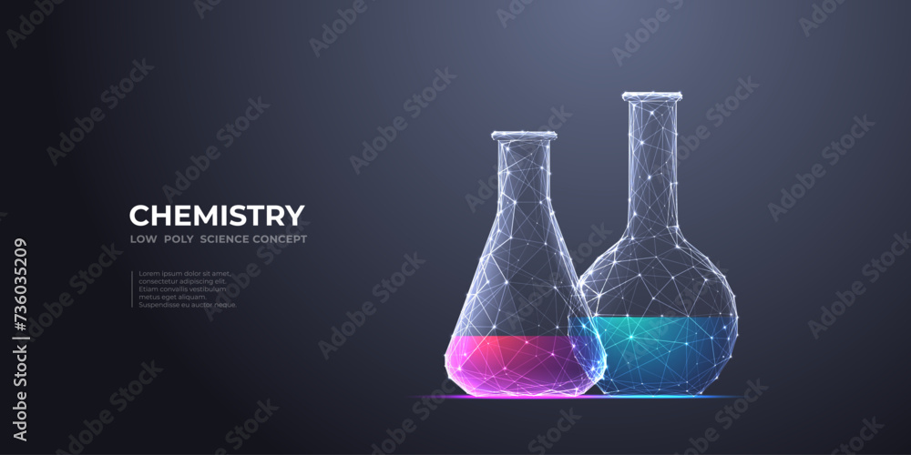Chemistry science concept. Laboratory test tubes with color liquid ...