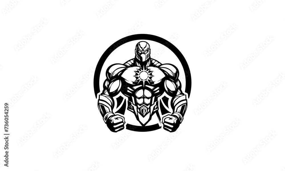 COSMIC HERO mascot logo icon , black and white HERO mascot logo icon ...