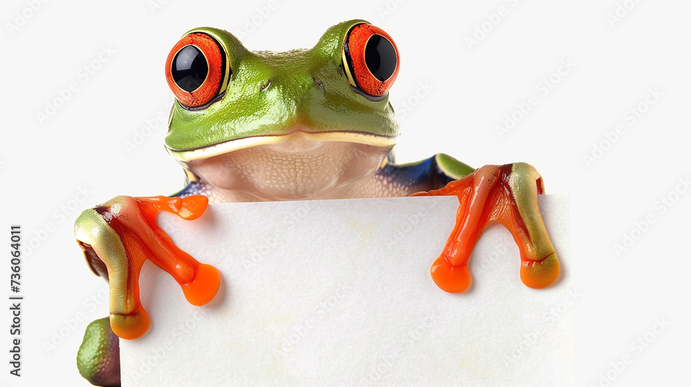 sapo segurando uma placa em branco Stock Illustration | Adobe Stock