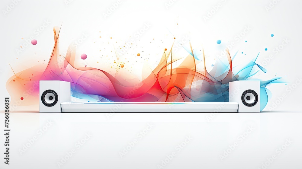 a minimalist flat 2D vector style speaker on the left side of a ...