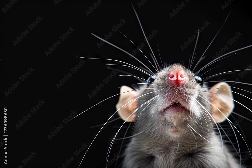 Captured in stunning close up showcases small curious house mouse ...