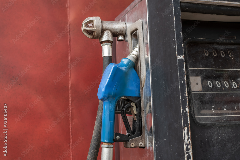 Fuel gun. Petrolic nozzle gas pump filling dispenser of gasoline refuel ...