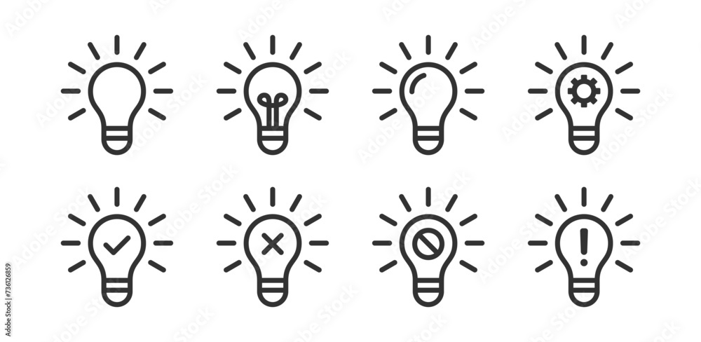 Light bulb icon. Idea, creative, innovation bulb. Electric energy ...