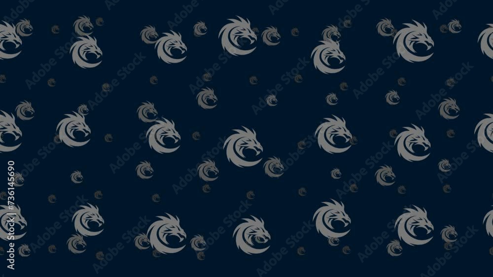 Dragon's head symbols float horizontally from left to right. Parallax ...