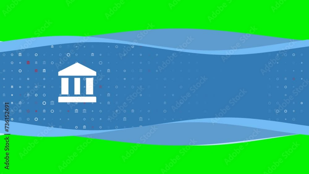 Animation of blue banner waves movement with white bank symbol on the ...