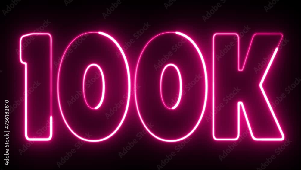 100k text font with light. Luminous and shimmering haze inside the ...