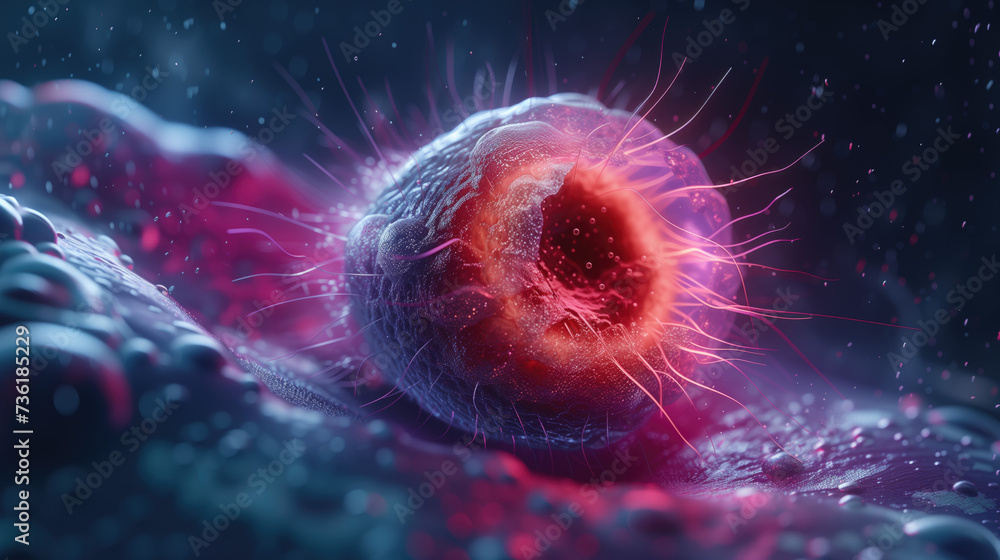 Embryonic cell with a nucleus in the center. egg cell human or animal ...