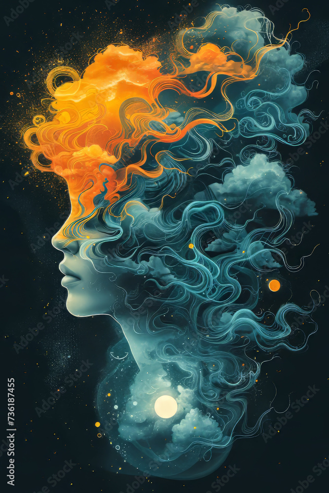 Stress Awareness. Generative Image. A digital illustration of a man’s ...