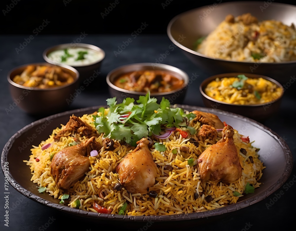 Chicken biryani Spicy Indian Malabar biryani Hyderabadi biryani, Dum ...