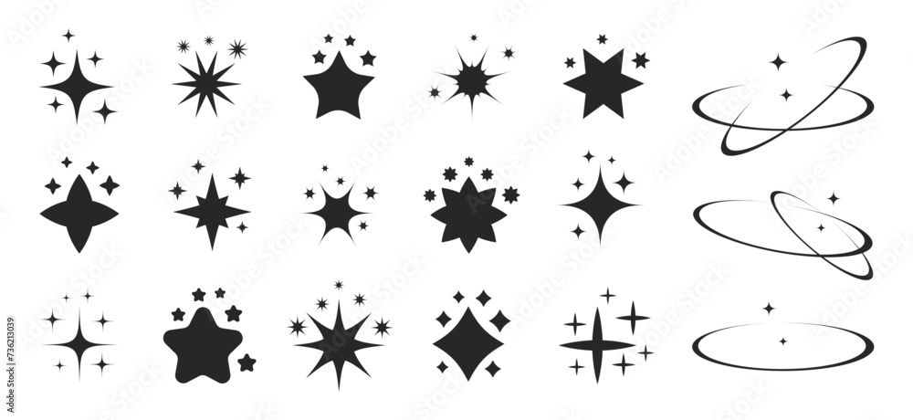 Set of Star Y2k Shapes. Twinkle star shapes vector design. Cool Retro Icons Collection. Set of ...