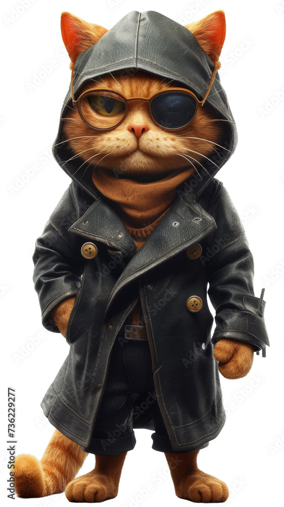 3D Sneaky Cat Burglar: Cartoon Style Isolated on Transparent or White ...