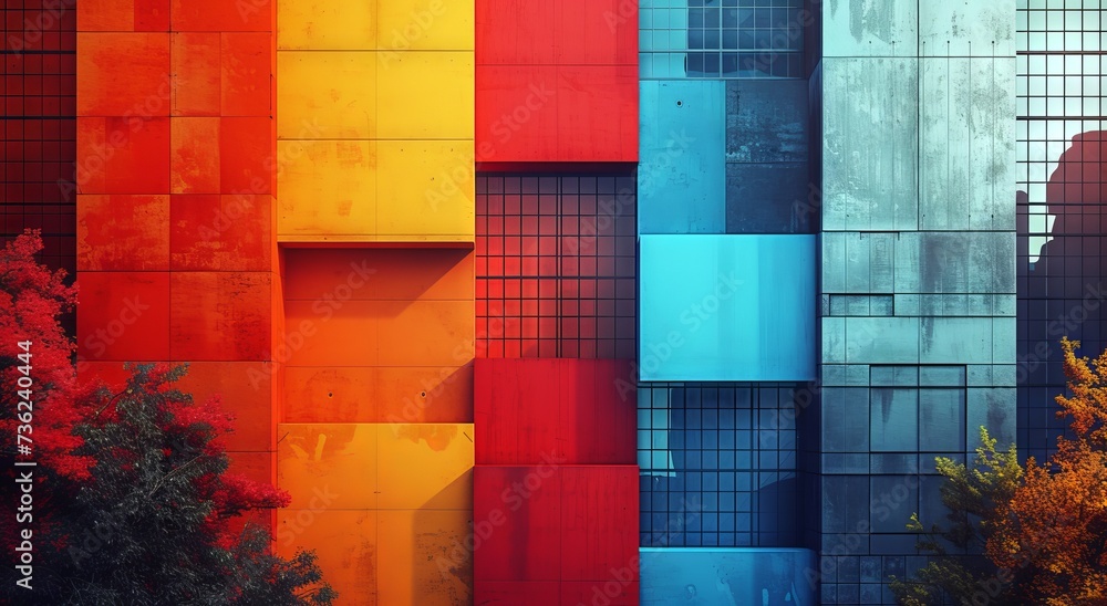 Geometric shapes in a color palette Concept: art and design template ...