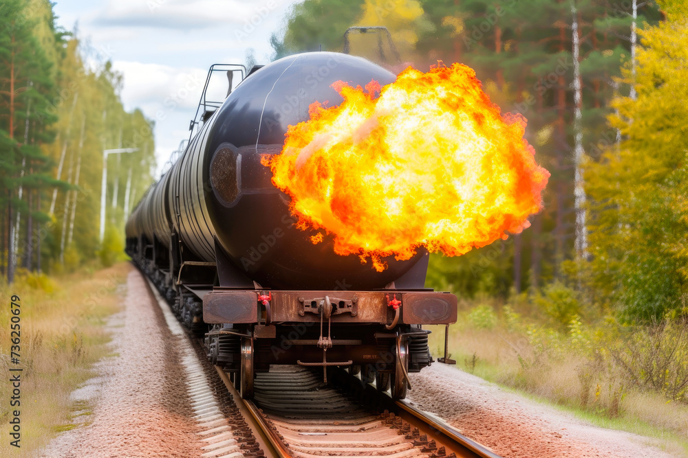 Catastrophic Train Crash: Toxic Blaze Unleashed Stock Photo | Adobe Stock