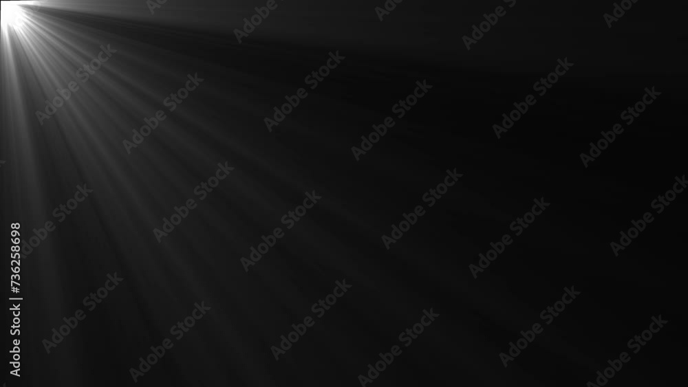 White light beams on black background. Light animation. Dynamic sun ...