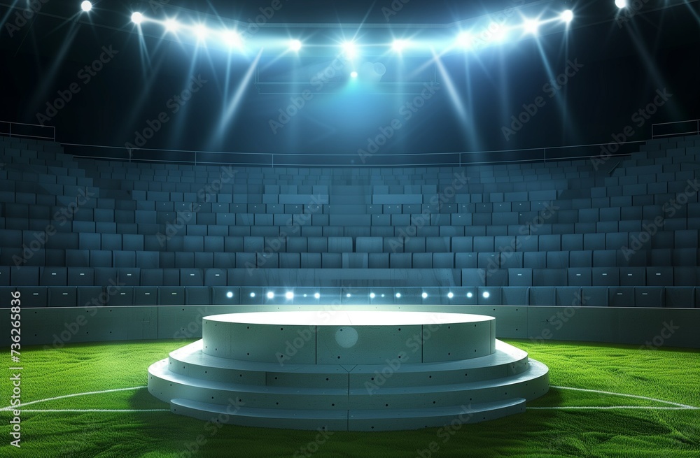 Foto de podium in the center of a stadium, surrounded by rows of empty ...