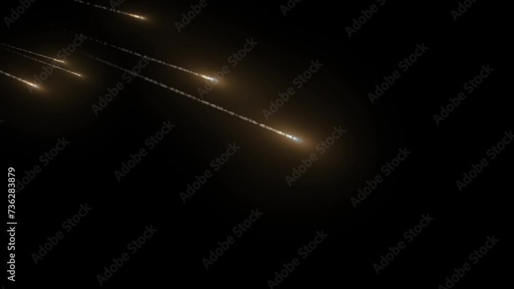 Several meteorite trails of fire and smoke (3D) Animation of a meteor ...