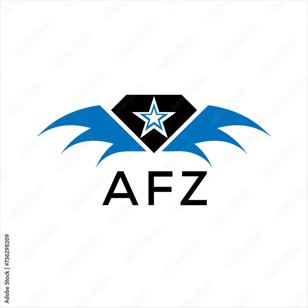 AFZ letter logo. technology icon blue image on white background. AFZ ...