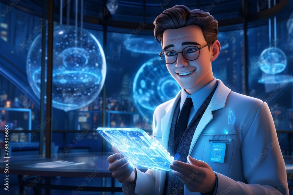 Virtual AI Assistant, digital human-like avatar with tablet or screen ...