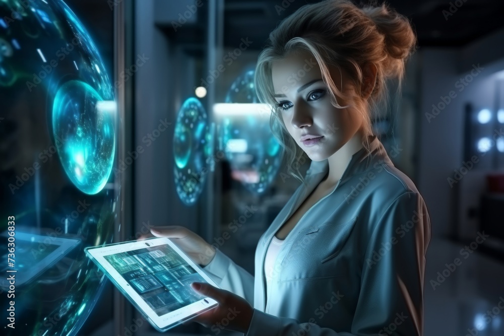 Virtual AI Assistant, digital human-like avatar with tablet or screen ...