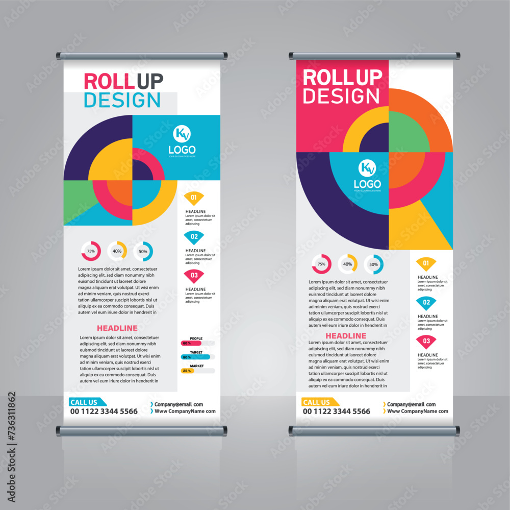 Modern Roll up banner standee design template, pull up, x banner ...