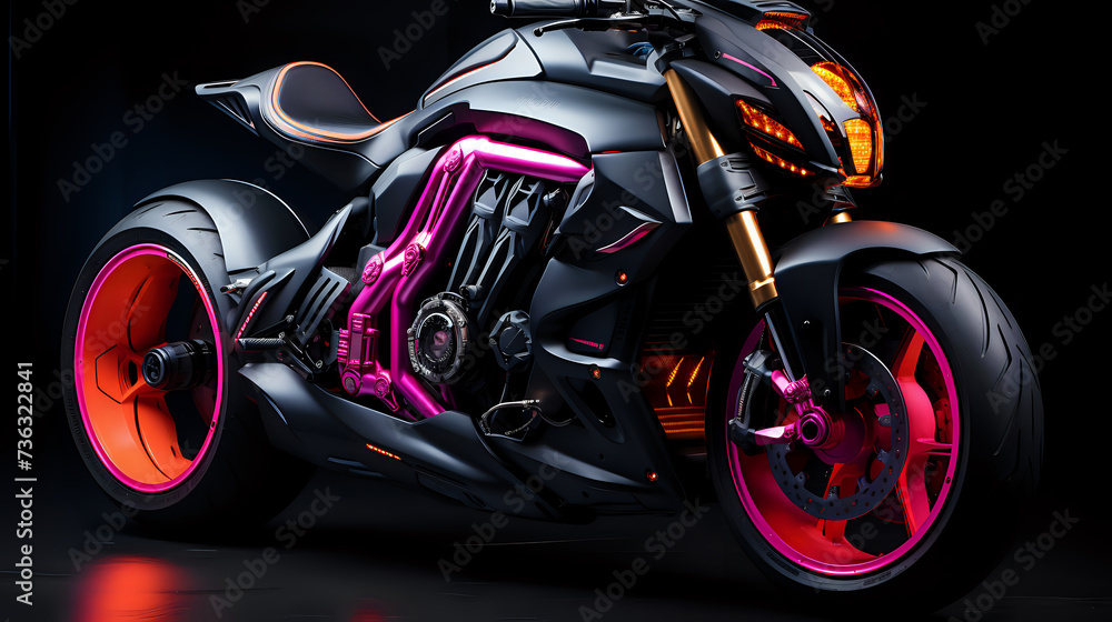 Futuristic Motorcycle with Neon Accents. Sleek futuristic motorcycle ...