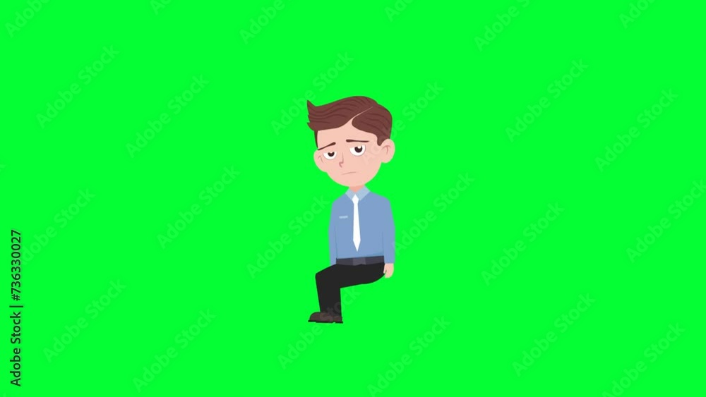 Vidéo Stock Cartoon character sit and sigh reaction background and 2d ...