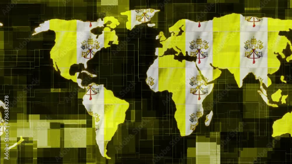 Vatican City Holy See flag earth map glowing technology motion news ...