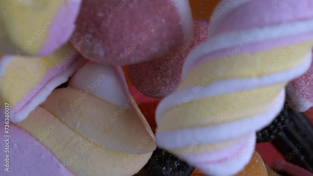 Macro Detail of Candies Falling down in Super Slow Motion at 1000 fps ...