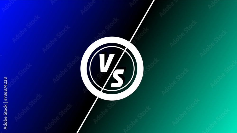 Blue and Dark green versus text with double circle over double text ...