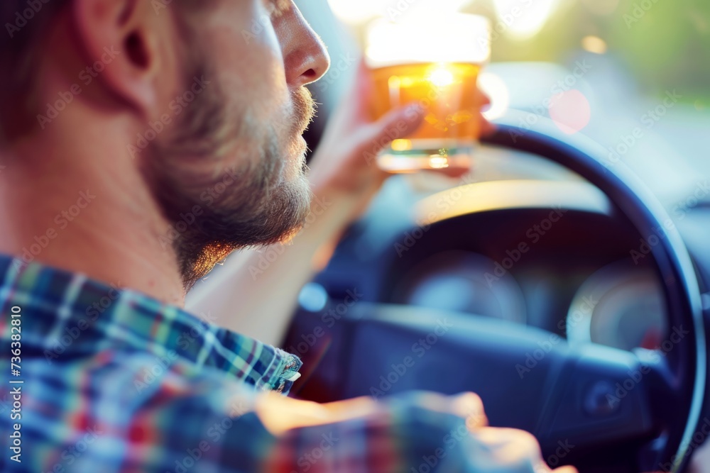 Reckless Behavior Driver Endangering Lives By Consuming Alcohol Behind ...